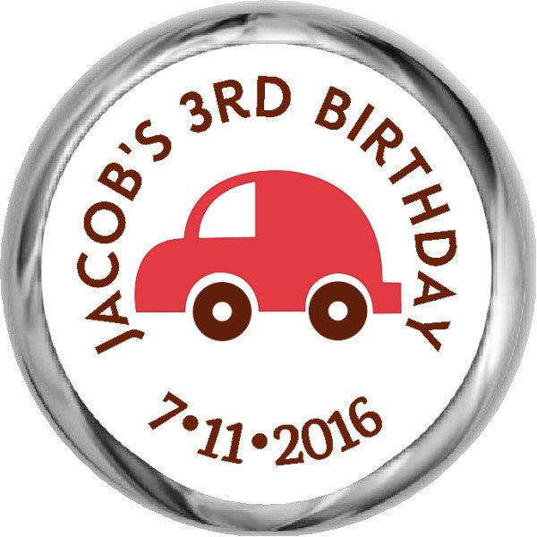 Red Car Sticker - KISSES Candy Birthday Sticker Favor – Stork Baby Gift ...